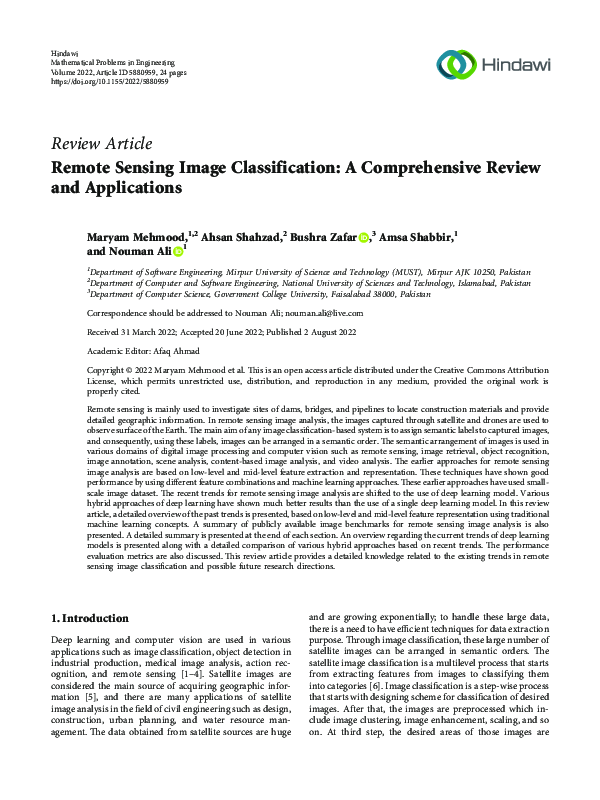 (PDF) Remote Sensing Image Classification: A Comprehensive Review and Applications