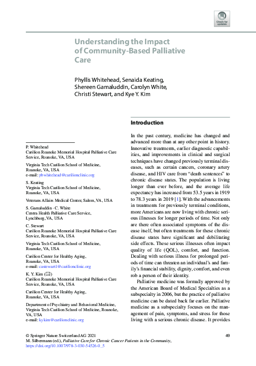 (PDF) Understanding the Impact of Community-Based Palliative Care