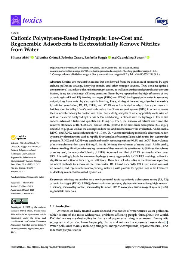 (PDF) Cationic Polystyrene-Based Hydrogels: Low-Cost and Regenerable ...