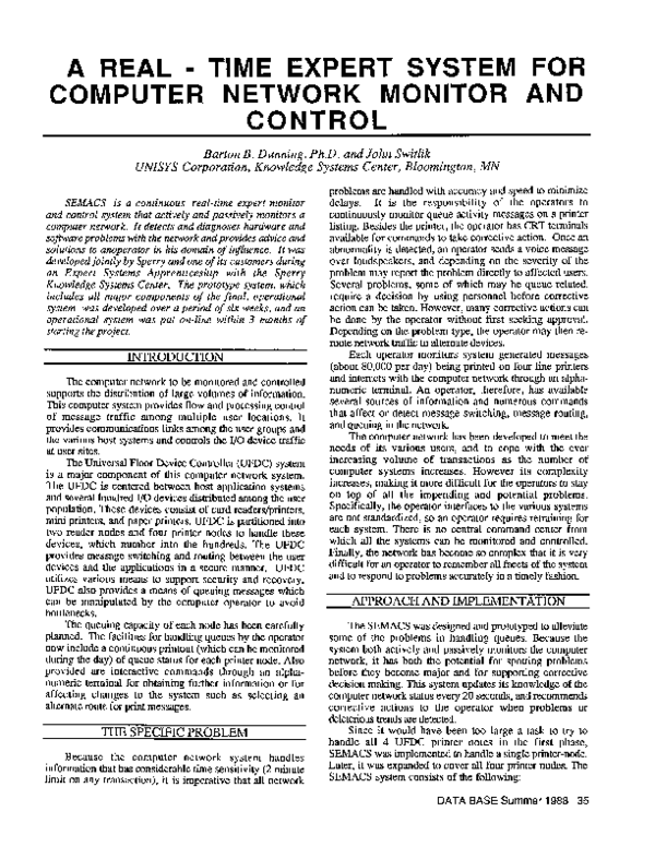 (PDF) A real-time expert system for computer network monitor and control