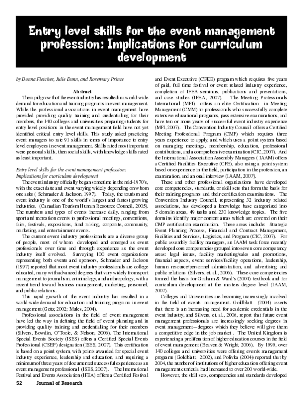 (PDF) Entry level skills for the event management profession ...
