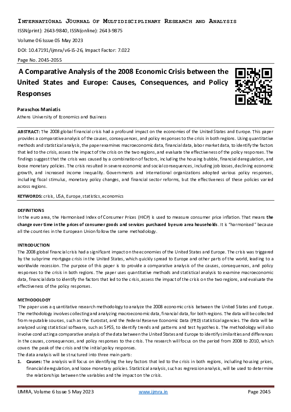 (PDF) A Comparative Analysis of the 2008 Economic Crisis between the ...