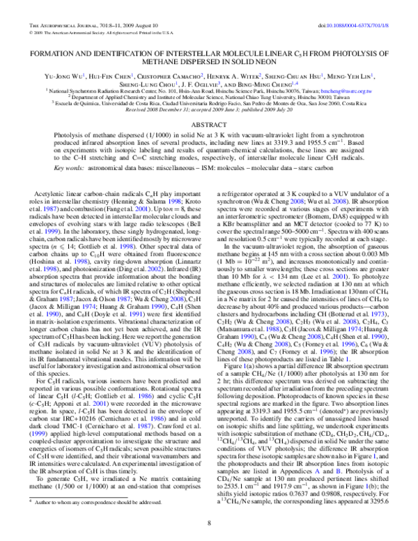 (PDF) Formation and Identification of Interstellar Molecule Linear C5H ...