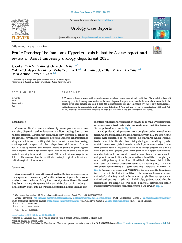 (PDF) Penile Pseudoepitheliamatous Hyperkeratosis balanitis: A case ...