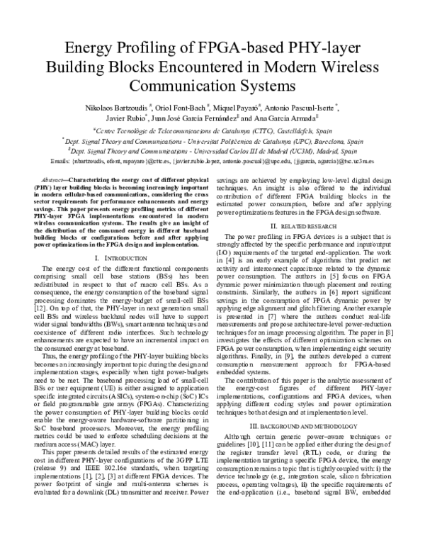Pdf Energy Profiling Of Fpga Based Phy Layer Building Blocks Encountered In Modern Wireless