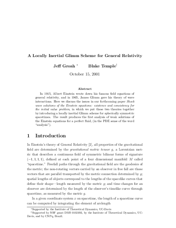 (PDF) A locally inertial Glimm scheme for general relativity