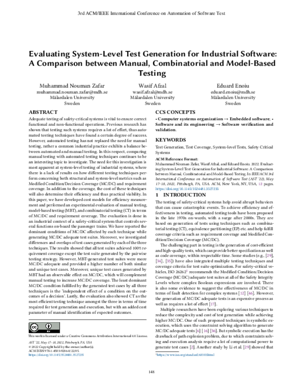 (PDF) Evaluating system-level test generation for industrial software