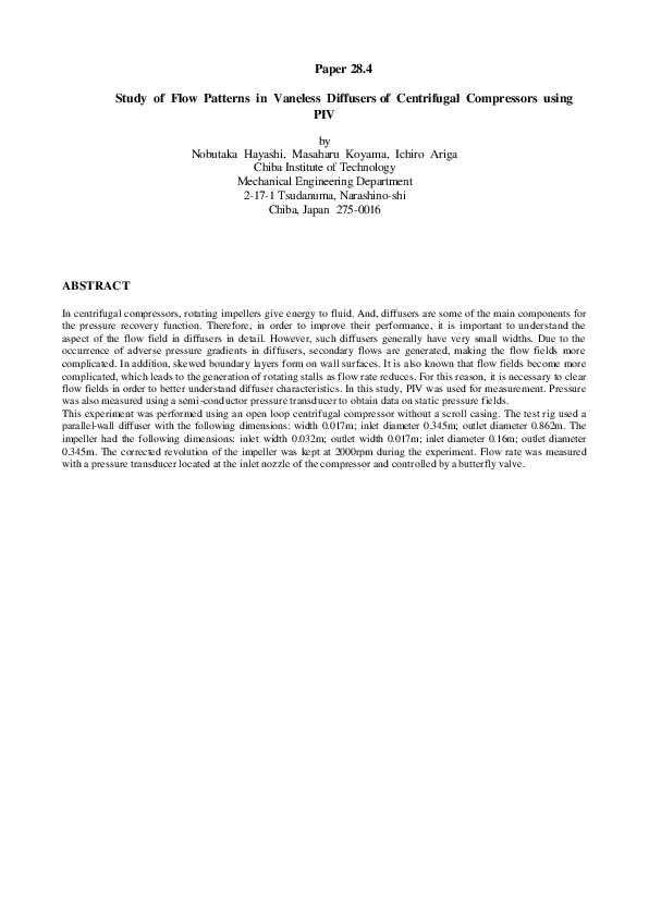 (PDF) Study of Flow Patterns in Vaneless Diffusers of Centrifugal ...