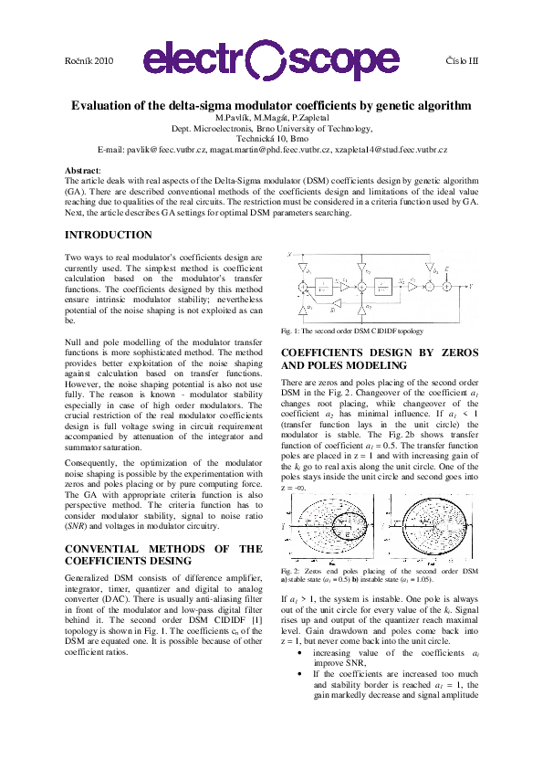(PDF) Evaluation of the Delta-Sigma modulator coefficients by MATLAB ...