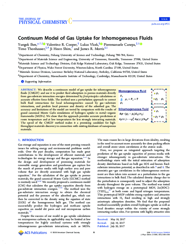 (PDF) Continuum Model of Gas Uptake for Inhomogeneous Fluids