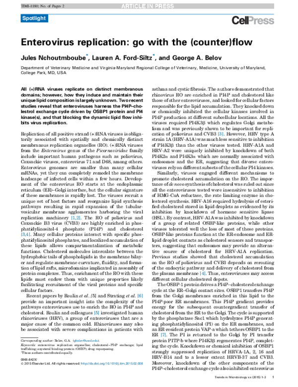 (PDF) Enterovirus replication: go with the (counter)flow