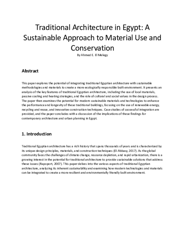 (PDF) Traditional Architecture in Egypt: A Sustainable Approach to ...