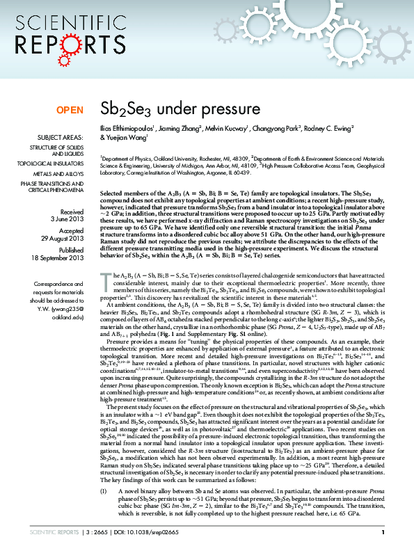(PDF) Sb2Se3 under pressure