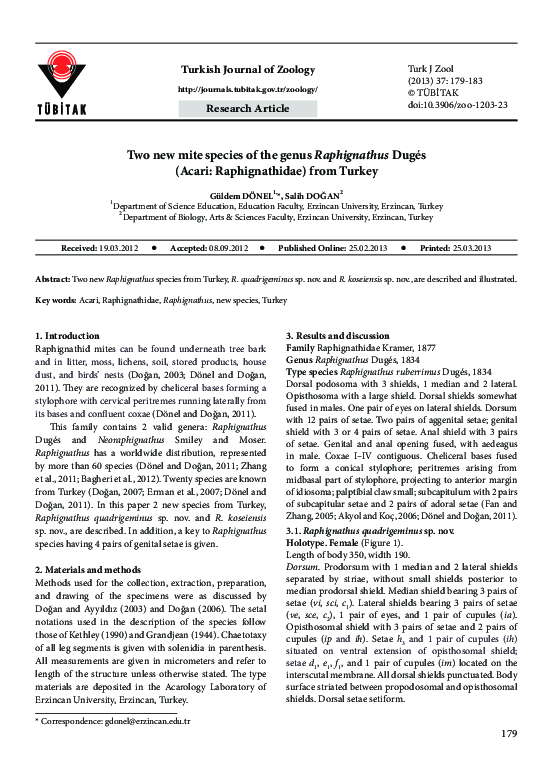 (PDF) Two new mite species of the genus Raphignathus Dugés (Acari ...