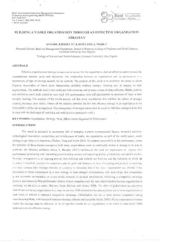 (PDF) Building A Viable Organisation through an Effective organisation ...