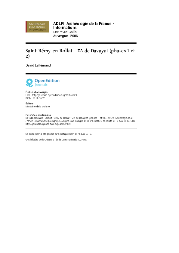 (PDF) Saint-Rémy-en-Rollat | david lallemand - Academia.edu