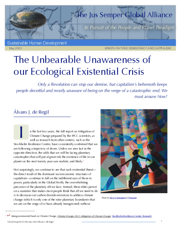 (PDF) The Unbearable Unawareness of our Ecological Existential Crisis