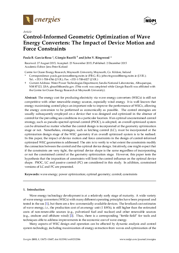 (PDF) Control-Informed Geometric Optimization of Wave Energy Converters ...