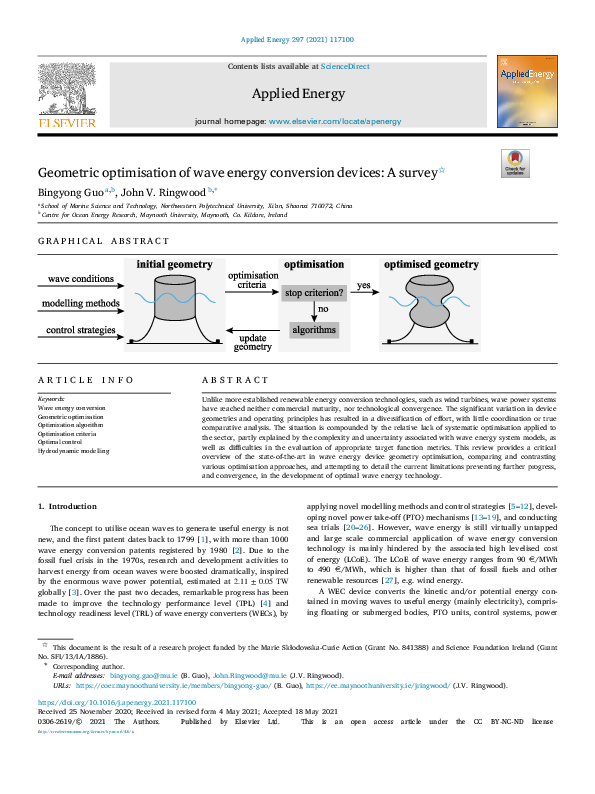 (PDF) Geometric optimisation of wave energy conversion devices: A survey