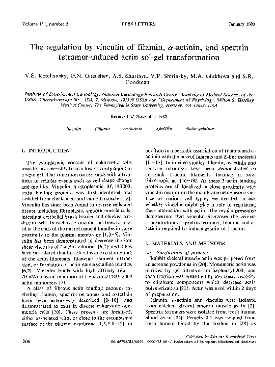 (PDF) The regulation by vinculin of filamin, α-actinin, and spectrin ...