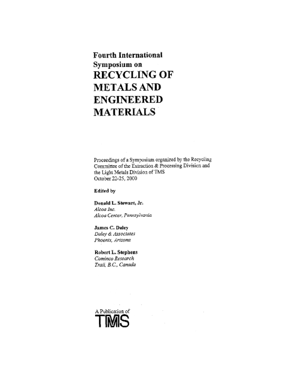 (PDF) Recycling of metals and engineered materials