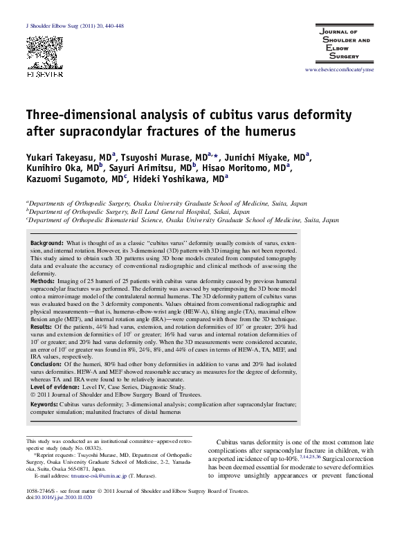 (PDF) Three-dimensional analysis of cubitus varus deformity after ...