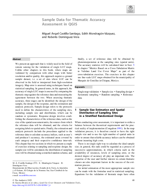 Pdf Sample Data For Thematic Accuracy Assessment In Qgis