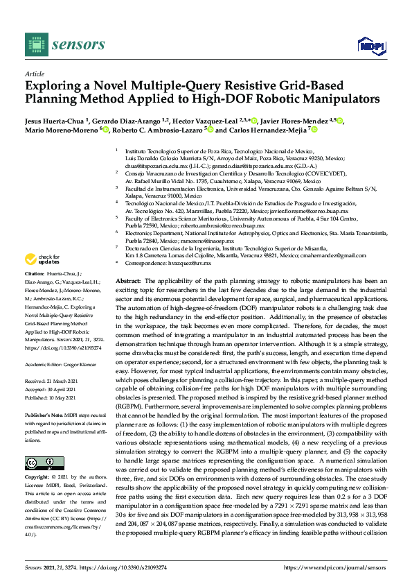 (PDF) Exploring a Novel Multiple-Query Resistive Grid-Based Planning Method Applied to High-DOF ...