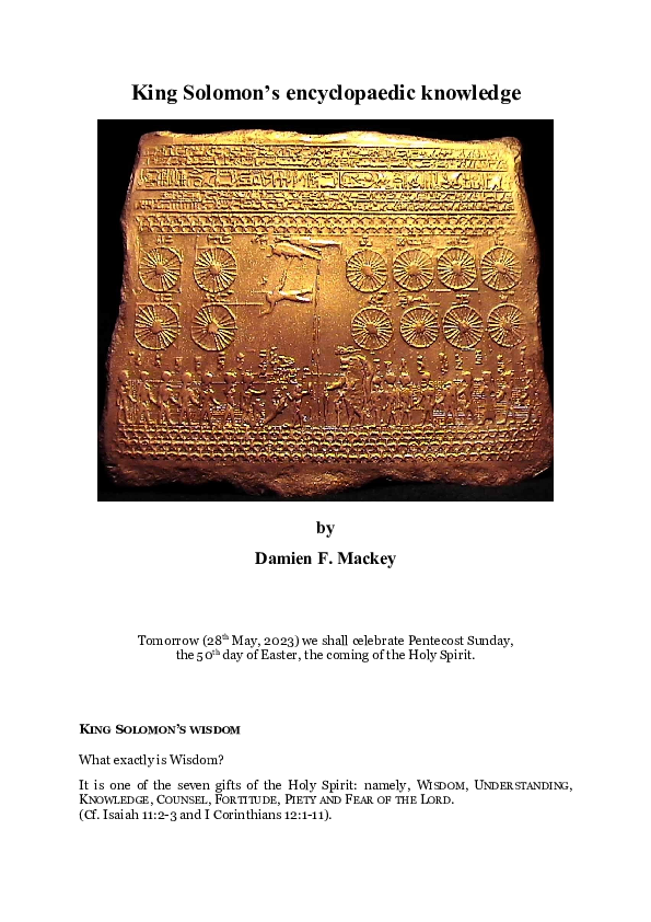 (DOC) King Solomon’s encyclopaedic knowledge