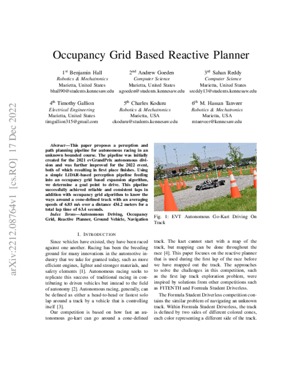 (PDF) Occupancy Grid Based Reactive Planner