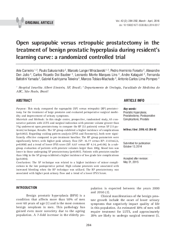 (PDF) Open suprapubic versus retropubic prostatectomy in the treatment ...