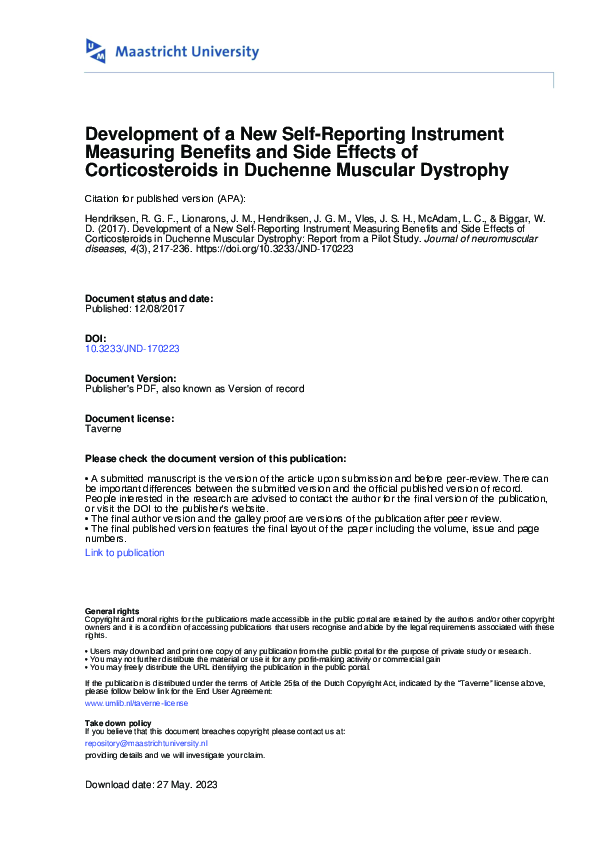 (PDF) Development of a New Self-Reporting Instrument Measuring Benefits and Side Effects of ...