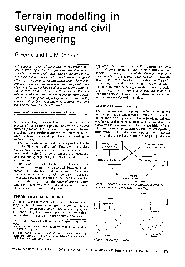 (PDF) Terrain modelling in surveying and civil engineering