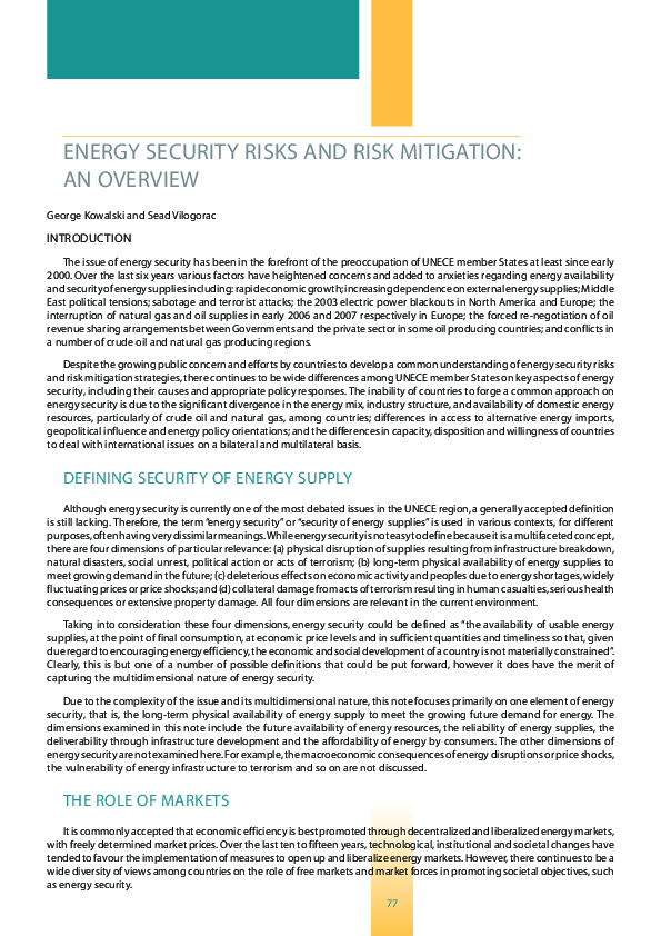 (PDF) Energy Security Risks and Risks Mitigation: an Overview | Sead ...