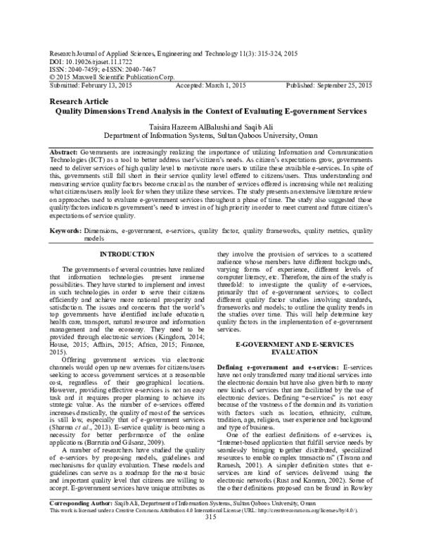 (PDF) Quality Dimensions Trend Analysis in the Context of Evaluating E ...