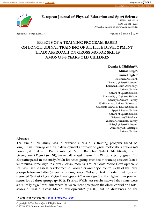 (PDF) Effects of a Training Program Based on Longitudinal Training of ...