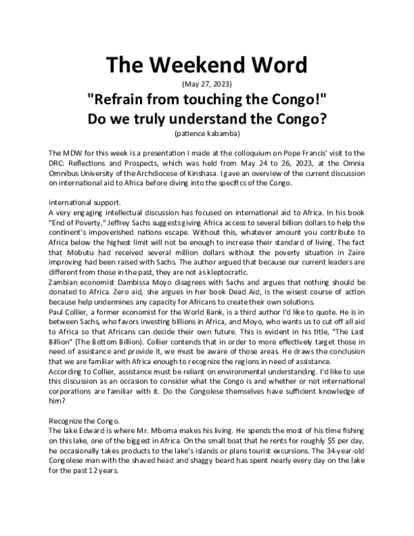 (DOC) The Weekend Word | Patience Kabamba - Academia.edu