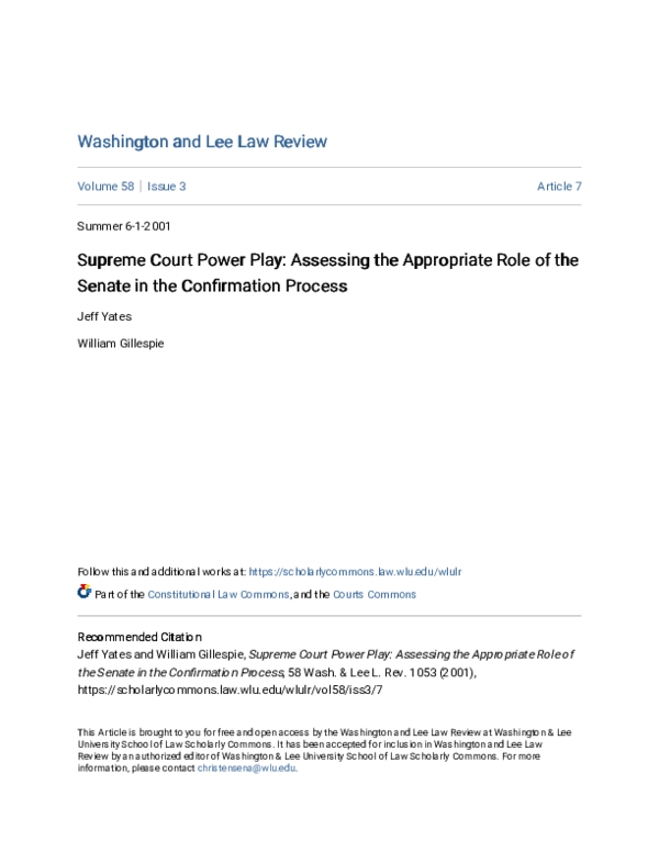 (PDF) Supreme Court Power Play: Assessing the Appropriate Role of the ...