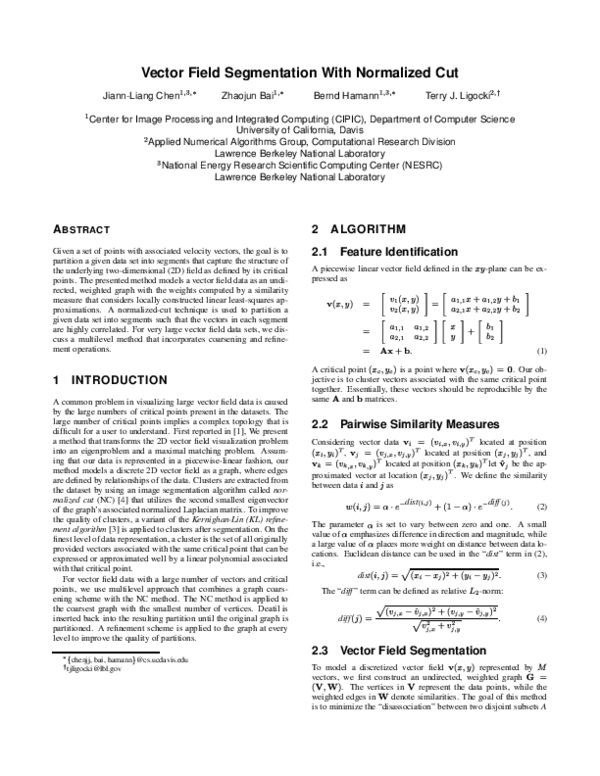 (PDF) Vector Field Segmentation With Normalized Cut