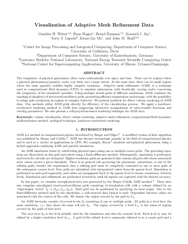 Pdf Visualization Of Adaptive Mesh Refinement Data Terry Ligocki