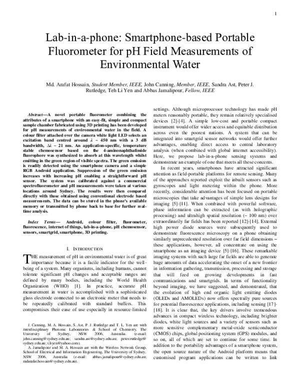 (PDF) Lab-in-a-Phone: Smartphone-Based Portable Fluorometer for pH ...