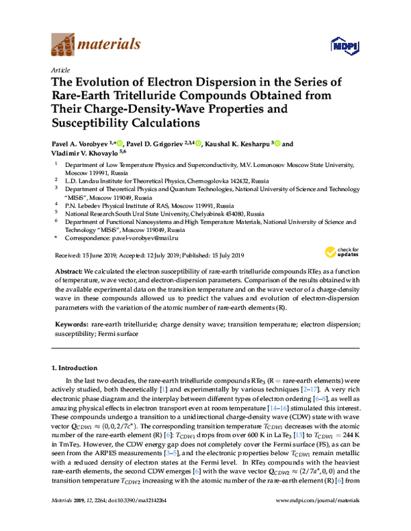 (PDF) The Evolution of Electron Dispersion in the Series of Rare-Earth ...
