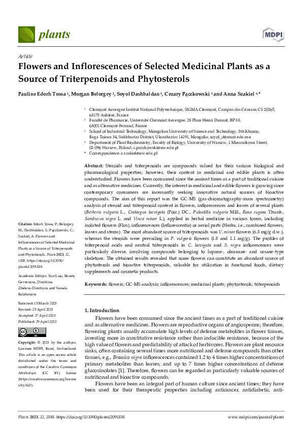 (PDF) Flowers and Inflorescences of Selected Medicinal Plants as a ...