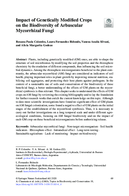 (PDF) Impact of Genetically Modified Crops on the Biodiversity of Arbuscular Mycorrhizal Fungi ...