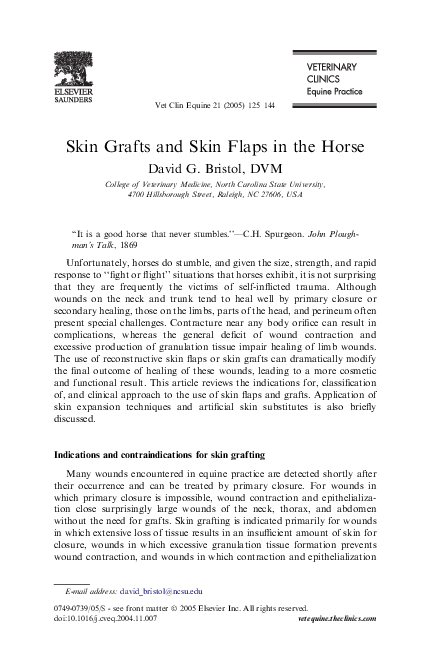 (PDF) Skin grafts and skin flaps in the horse