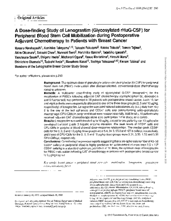 (PDF) A Dose-finding Study of Lenograstim (Glycosylated rHuG-CSF) for ...