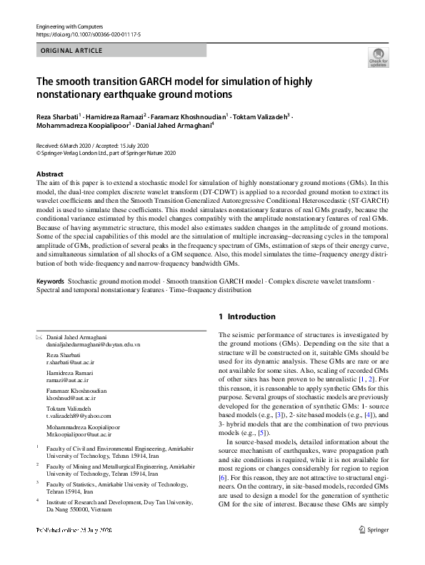 (PDF) The smooth transition GARCH model for simulation of highly ...