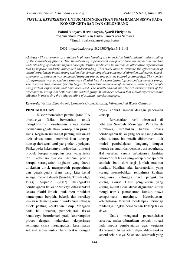 (PDF) Virtual Experiment Untuk Meningkatkan Pemahaman Siswa Pada Konsep ...