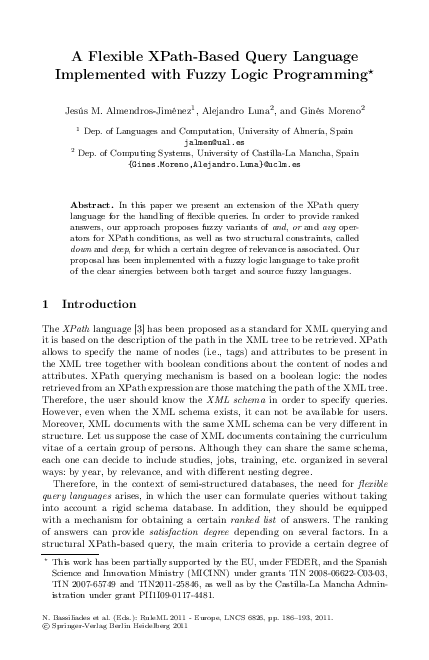 (PDF) A Flexible XPath-Based Query Language Implemented with Fuzzy Logic Programming
