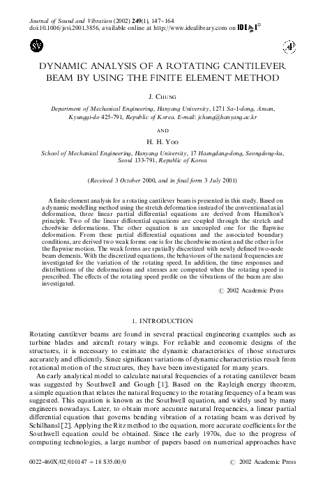 (PDF) Dynamic Analysis of a Rotating Cantilever Beam by Using the Finite Element Method | Hong ...